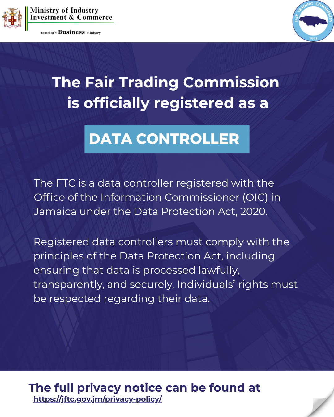The Fair Trading Commission is officially registered as a Data ...